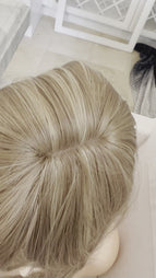 Synthetic hair topper with bangs ombre with dull blonde highlights cli ...